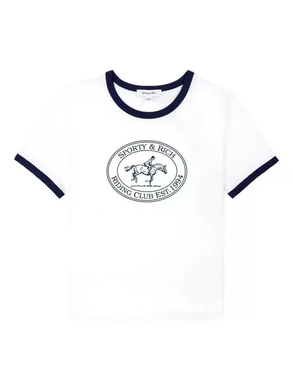 SPORTY & RICH Riding Club Ringer T-shirt - White