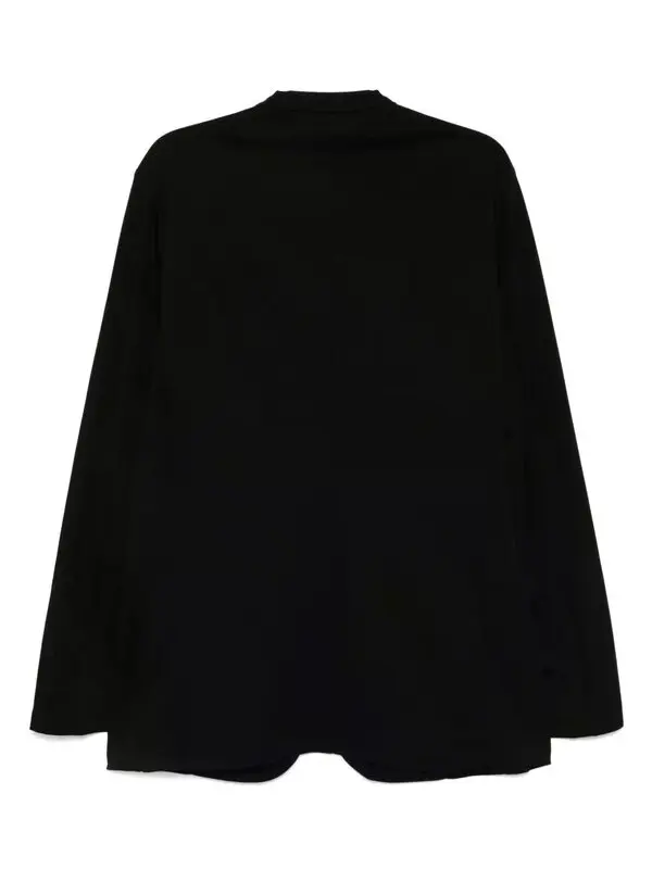Attachment Cotton Double-face Collarless Jacket - Black