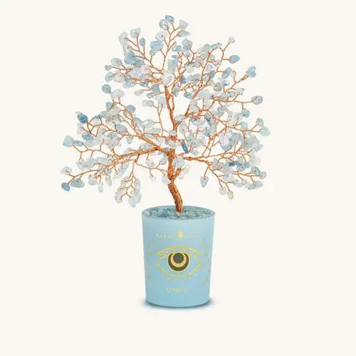 KARMA AND LUCK Joyful Radiance Aquamarine March Birthday Tree - Light Blue