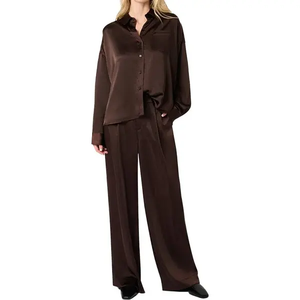 WeWoreWhat Silky Trouser Pant - Chestnut