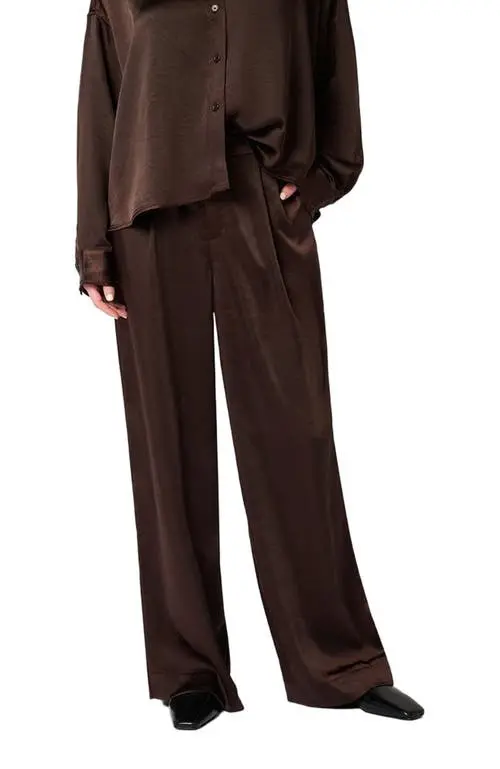 WeWoreWhat Silky Trouser Pant - Chestnut