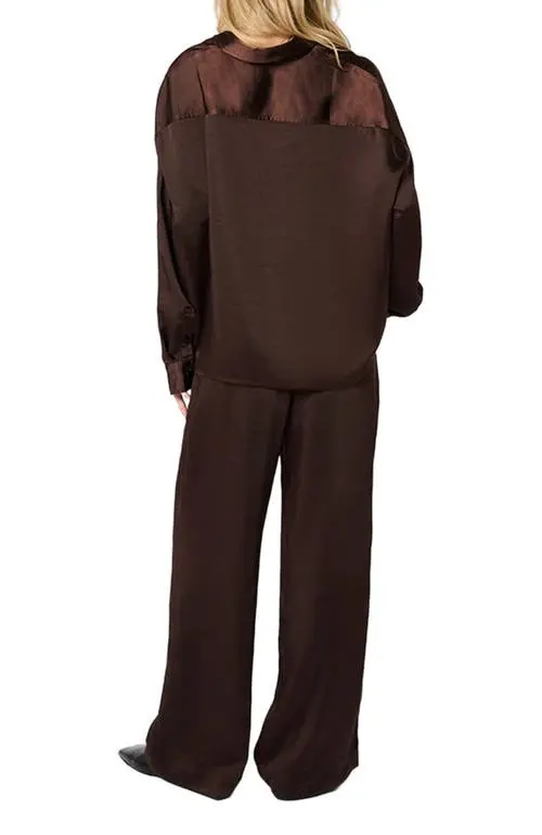 WeWoreWhat Silky Trouser Pant - Chestnut
