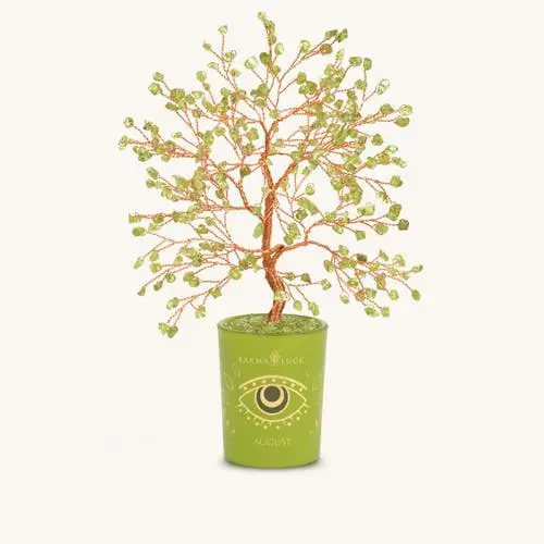KARMA AND LUCK Peridot Feng Shui Crystal Tree Of Life August Birthstone Creative Spark - Light Green