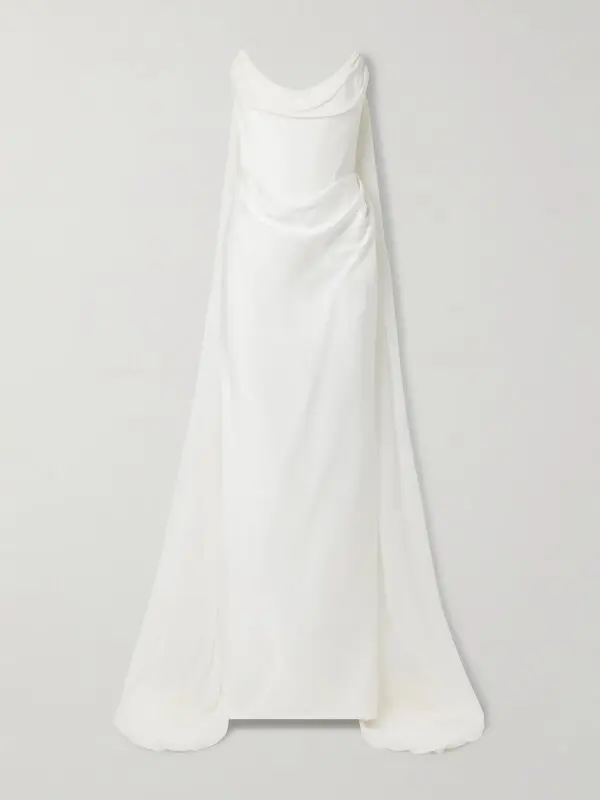 VIVIENNE WESTWOOD Galaxy Cape-effect Strapless Gown - Neutrals