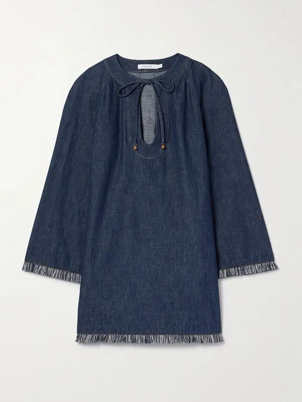 Zimmermann Rhiannon Frayed Denim Mini Dress