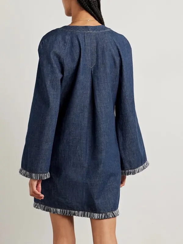Zimmermann Rhiannon Frayed Denim Mini Dress