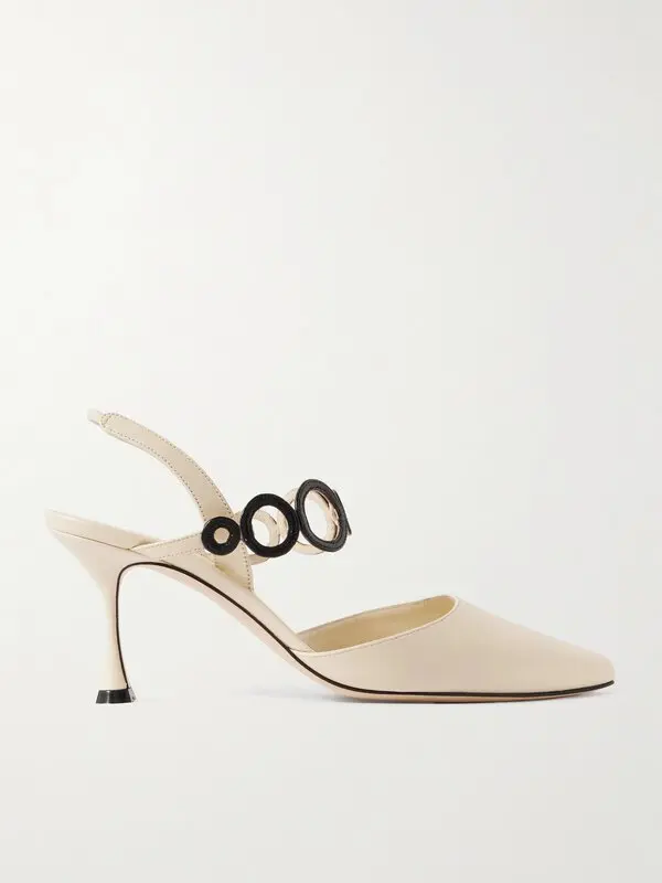 Manolo Blahnik Sidi 70 Cutout Leather Slingback Pumps