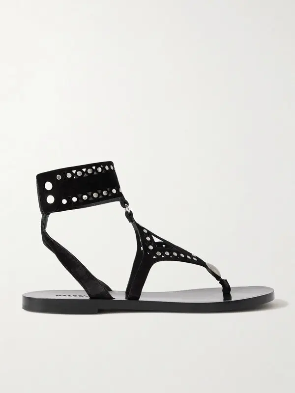 MARANT ETOILE Isabel Marant Edil Studded Suede Sandals - Black