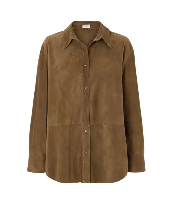 Brunello Cucinelli Bead-embellished Suede Shirt