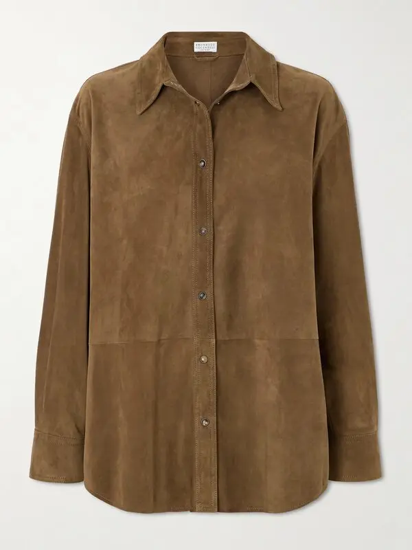 Brunello Cucinelli Bead-embellished Suede Shirt