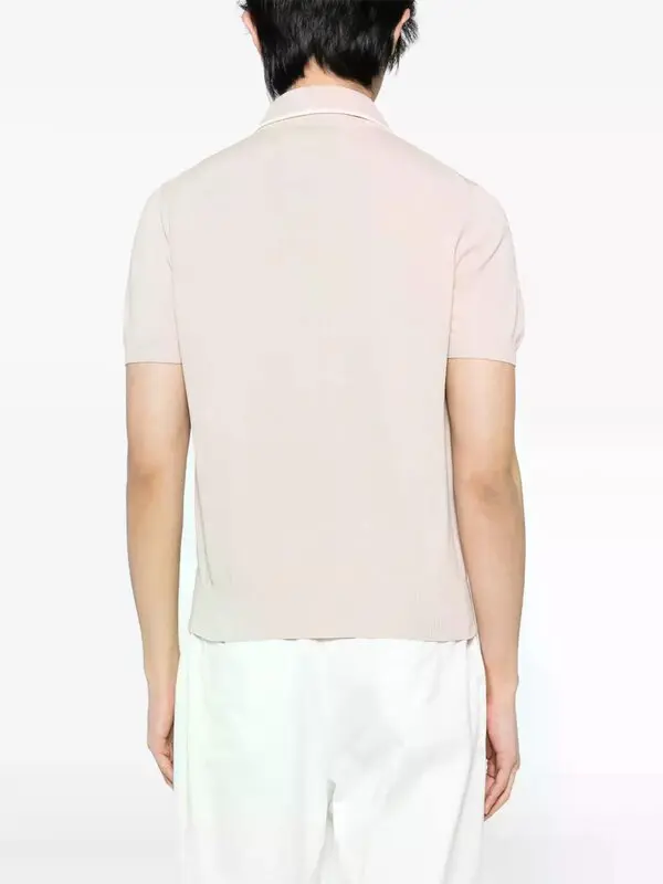 Canali Cotton Zipped Polo Shirt - Pink