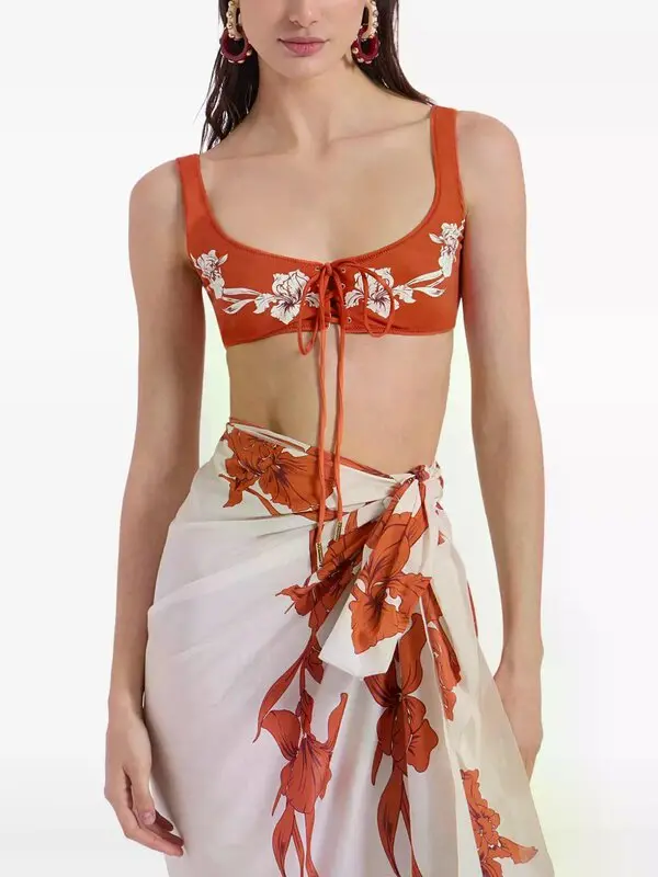La DoubleJ Floral-print Bikini Top