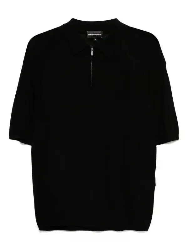 Emporio Armani Knitted Polo Shirt - Black