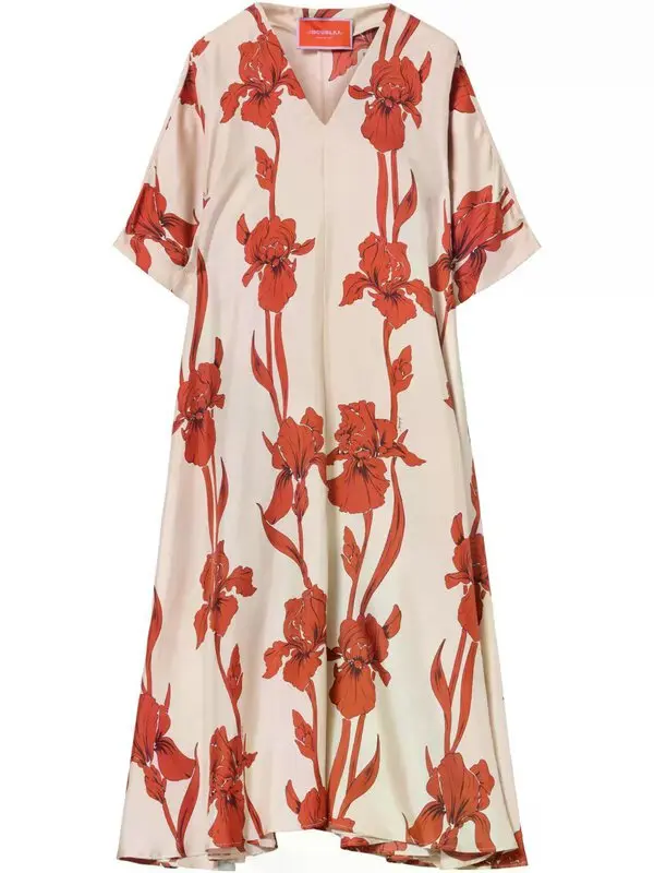 La DoubleJ Floral-print Midi Dress - Neutrals