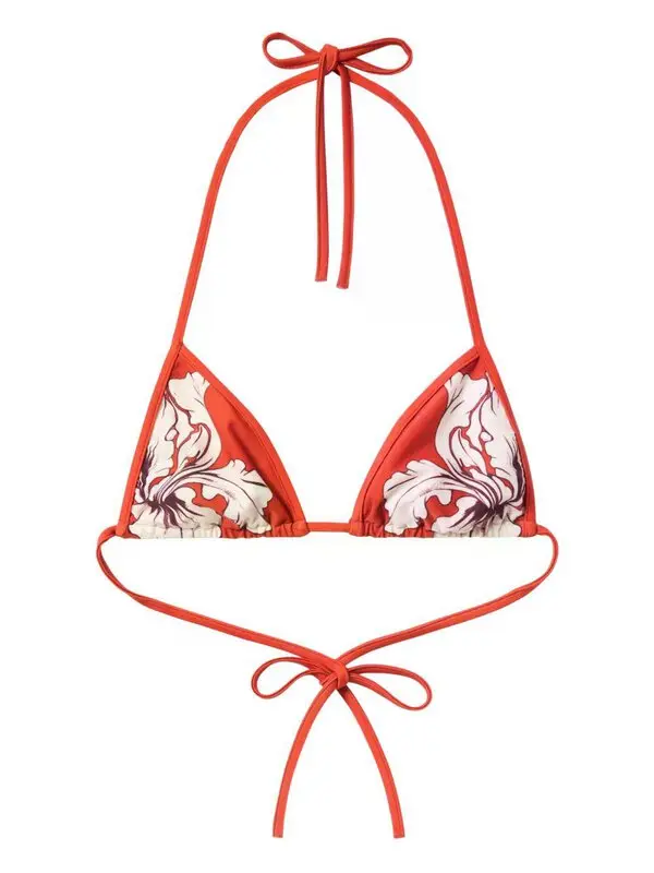 La DoubleJ Floral-print Bikini Top - Orange