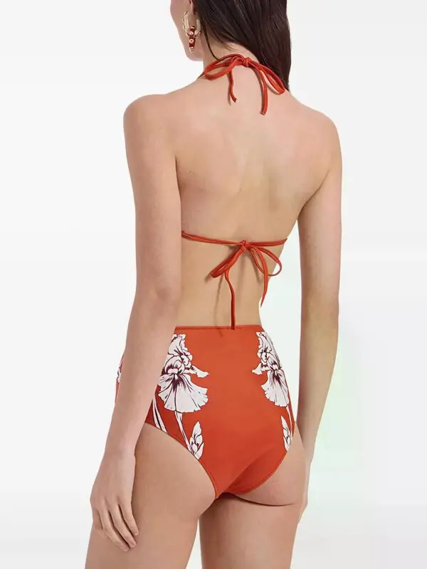 La DoubleJ Floral-print Bikini Top - Orange