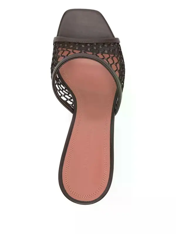 Amina Muaddi Lupita Sculpted Heel Sandals - Brown