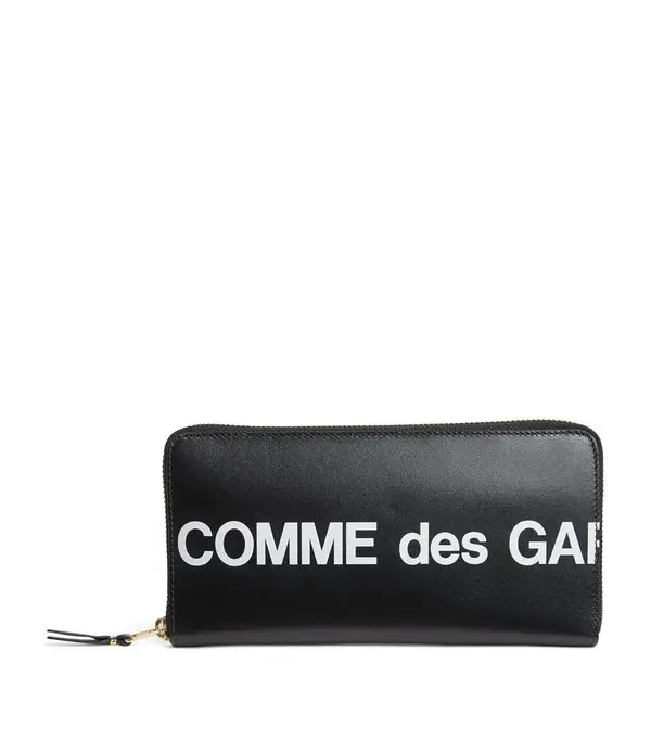 Comme Des Garçons Leather Logo Print Wallet - Black