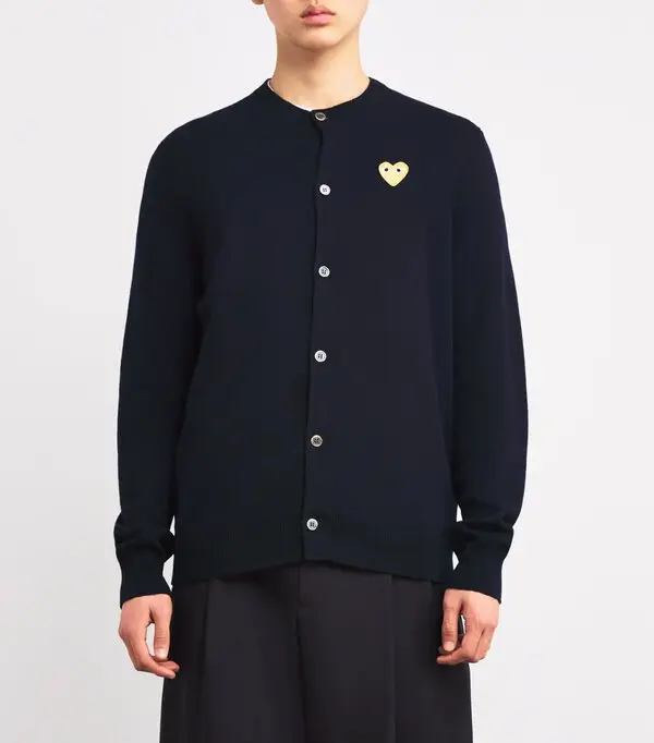 Play Comme Des Garcon Wool Heart Cardigan - Navy