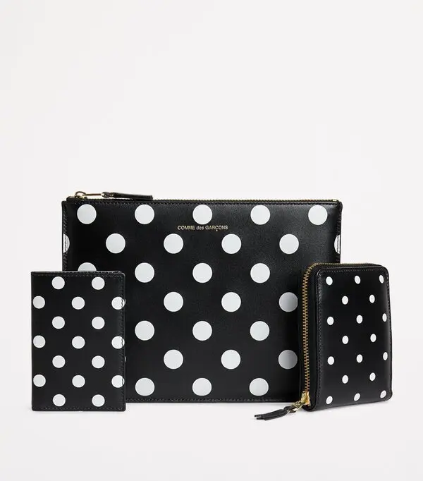 Comme Des Garçons Leather Polka-dot Zipped Wallet - Black