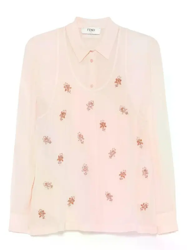 Fendi Embroidered Georgette Shirt