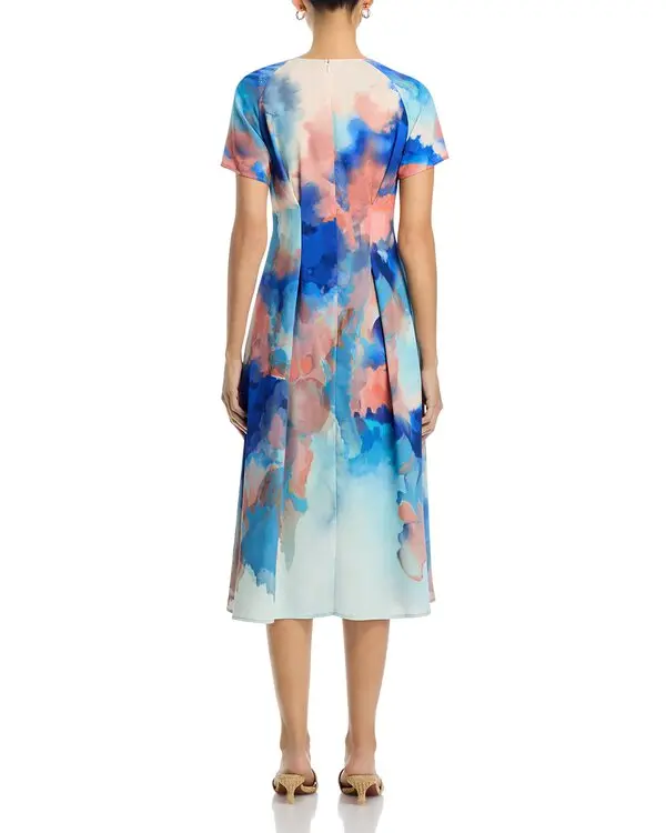 Misook Watercolor Printed Midi Dress