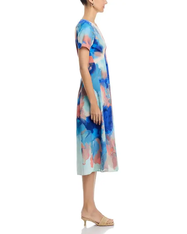 Misook Watercolor Printed Midi Dress