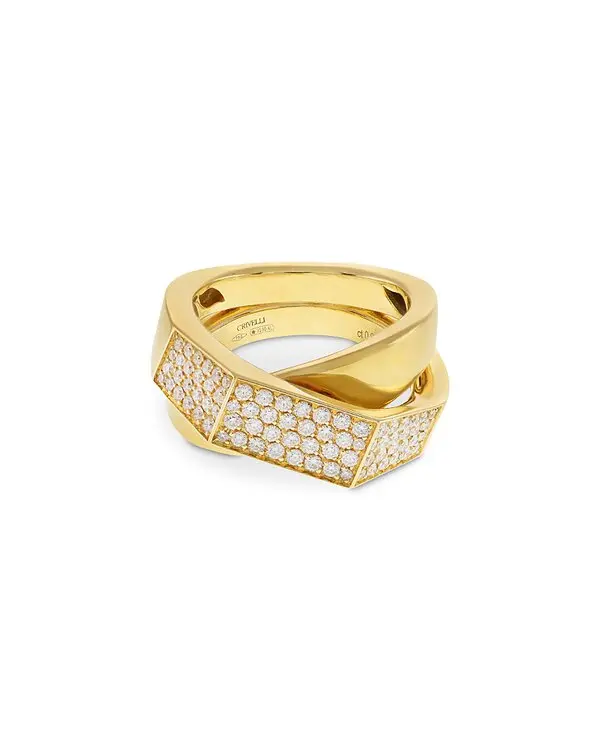 CRIVELLI 18k Yellow Diamond Pave Ring - Gold