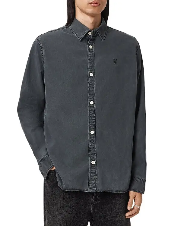 ALLSAINTS Bodhi Relaxed Fit Button Front Shirt - Blainn Black