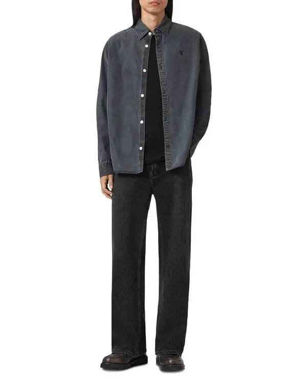 ALLSAINTS Bodhi Relaxed Fit Button Front Shirt - Blainn Black