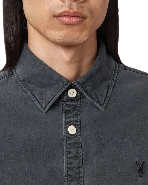 ALLSAINTS Bodhi Relaxed Fit Button Front Shirt - Blainn Black