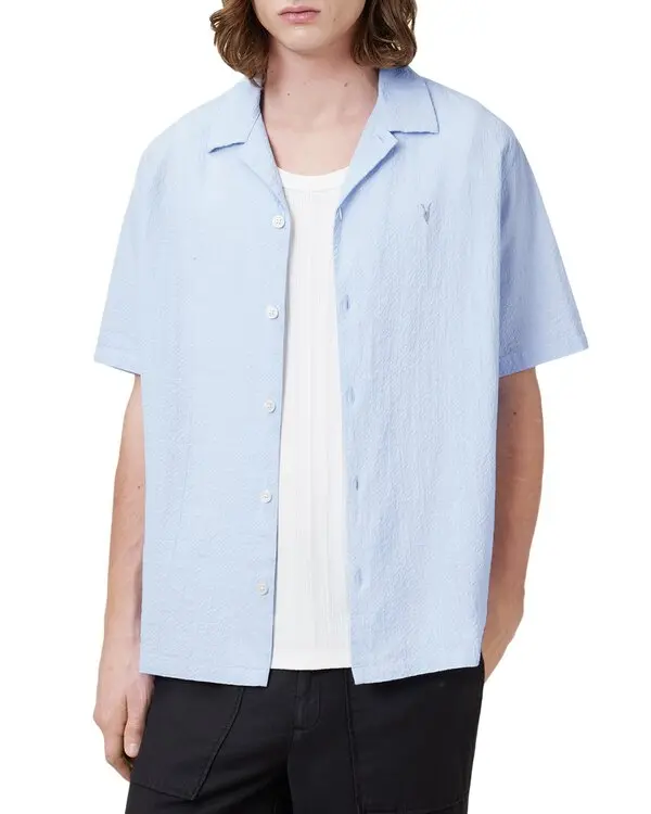 ALLSAINTS Valmer Short Sleeve Button Front Shirt - Shore Blue