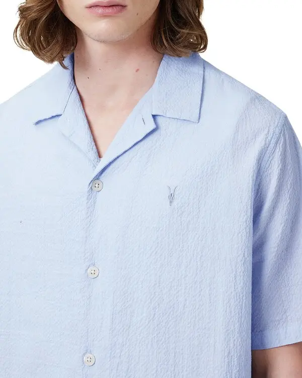 ALLSAINTS Valmer Short Sleeve Button Front Shirt - Shore Blue