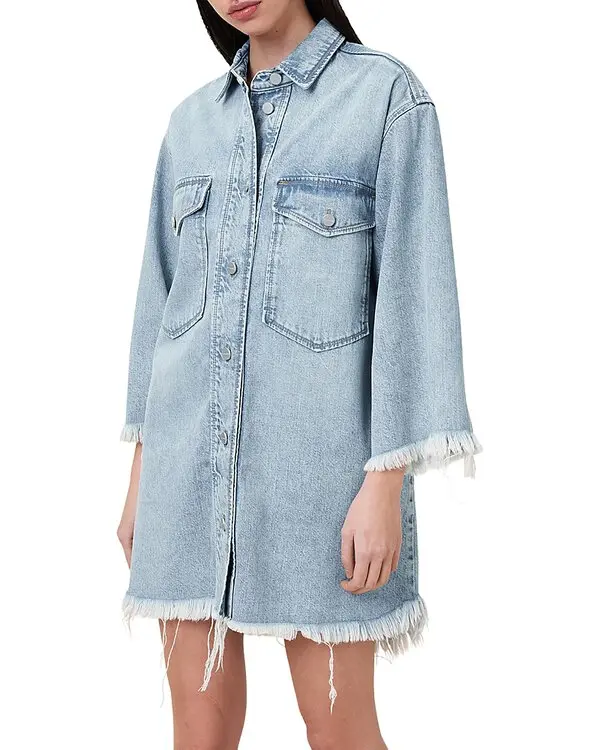 Allsaints Faye Denim Mini Dress In Light Indigo - 40% Off
