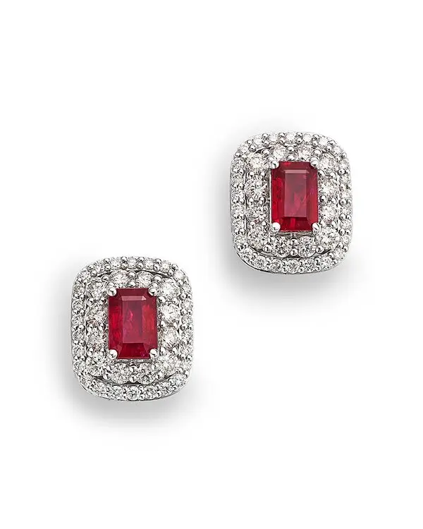 Bloomingdale'S Ruby And Diamond Statement Stud Earrings - Red/white Gold