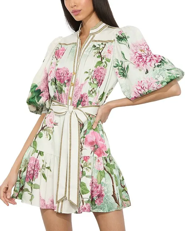 Alice + Olivia Cora Mini Dress - White Floral