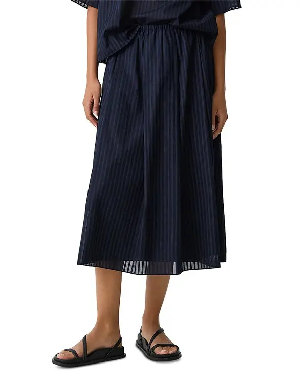 Theory Pleated Midi Skirt - Nocturnal Navy