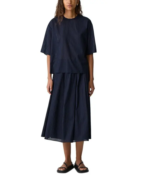 Theory Pleated Midi Skirt - Nocturnal Navy