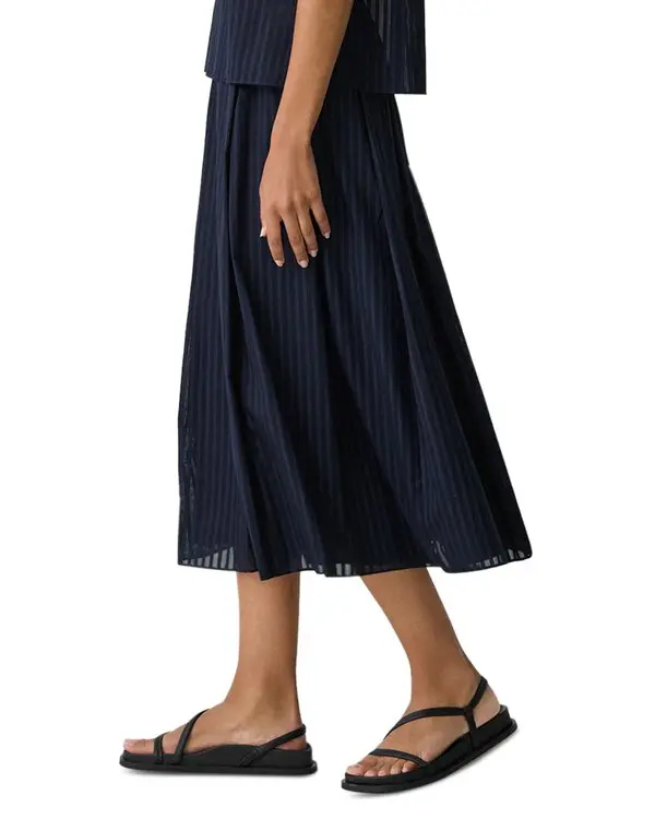 Theory Pleated Midi Skirt - Nocturnal Navy
