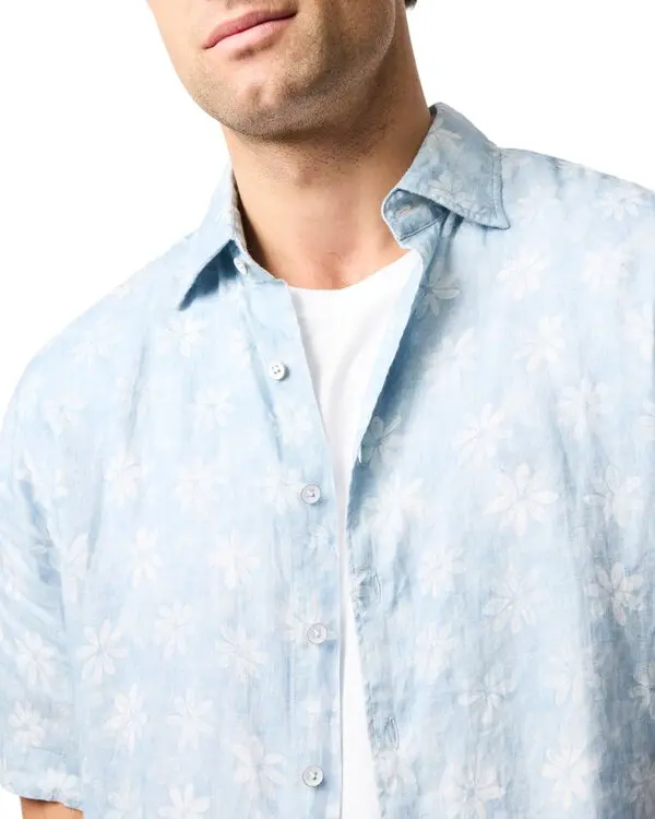Rodd & Gunn Belleknowes Regular Fit Short Sleeve Linen Shirt - Mist