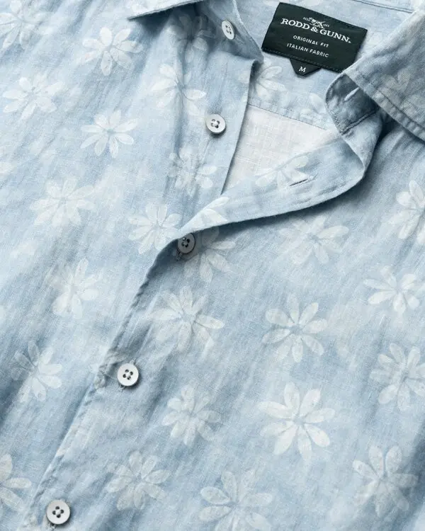 Rodd & Gunn Belleknowes Regular Fit Short Sleeve Linen Shirt - Mist