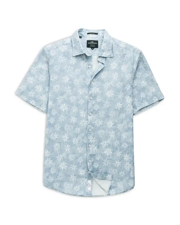 Rodd & Gunn Belleknowes Regular Fit Short Sleeve Linen Shirt - Mist