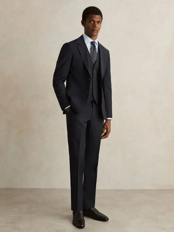 REISS Promise Wool-blend Waistcoat - Navy