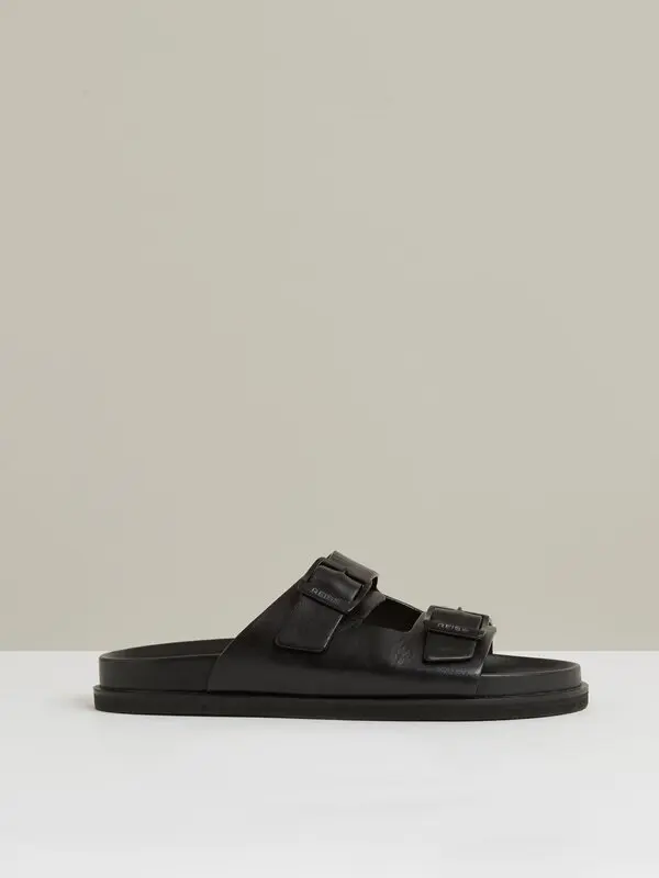 REISS Philip Leather Double-strap Sandals