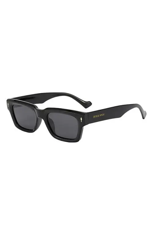 FIFTH & NINTH Cole 50mm Polarized Rectangular Sunglasses - Black/ Black