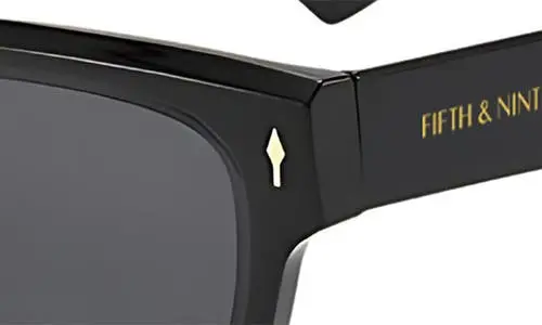 FIFTH & NINTH Cole 50mm Polarized Rectangular Sunglasses - Black/ Black