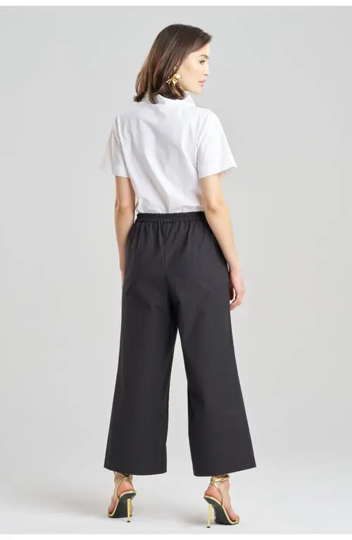 Natori Techno Poplin Cropped Pants With Embroidery - Black