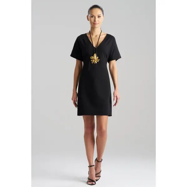 Natori Compact Knit Short Sleeve Sheath Dress - Black