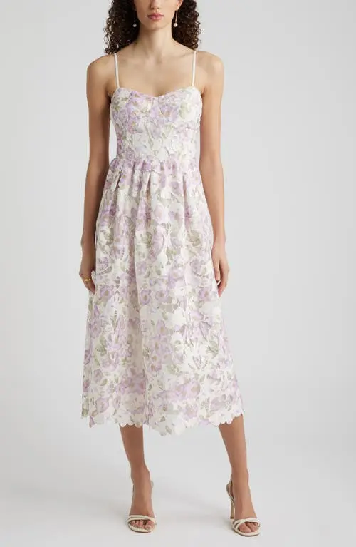 Chelsea28 Print Lace Sleeveless Midi Dress - Purple Floral