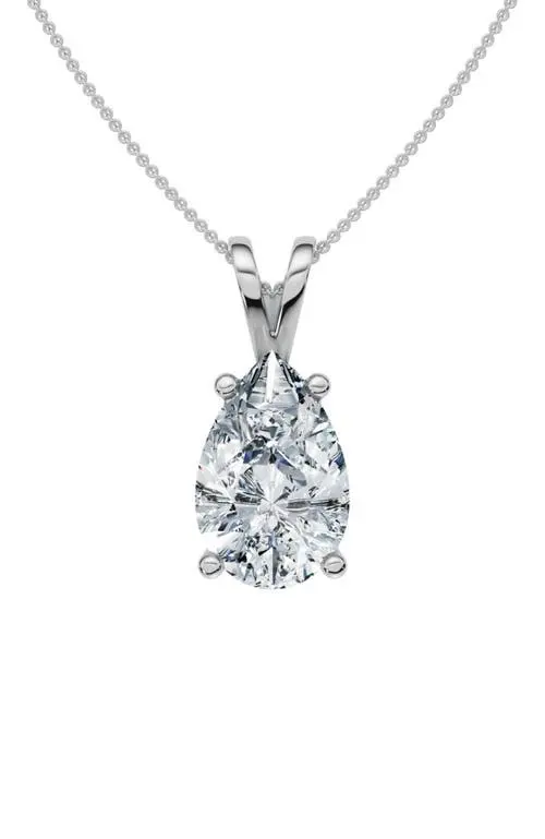 BLISS DIAMOND 4ct Lab Grown Pear Diamond 14k Gold Pendant Necklace - White Gold